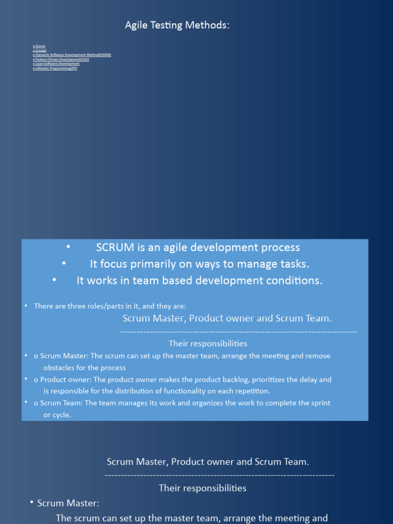 Agile Testing Methods | Download Free PDF | Scrum (Software Development ...