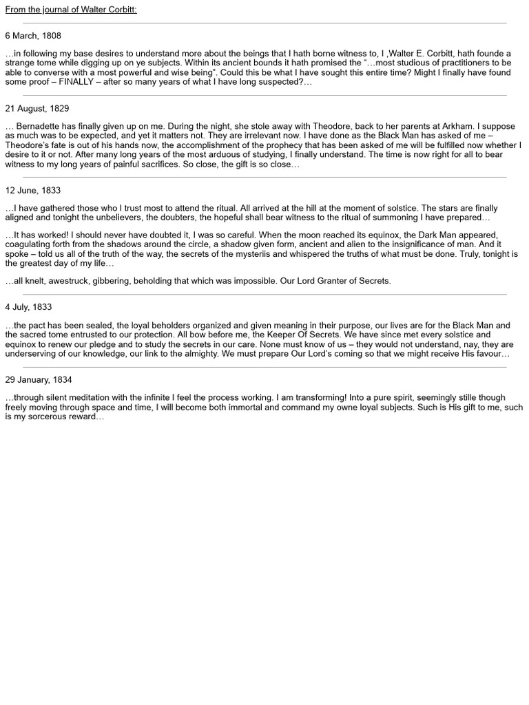 Corbitt Journal - Cthulhu Spotted in Bangsar | PDF