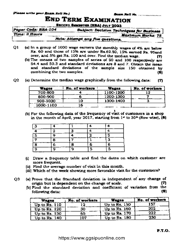 Bba 2 Sem Decision Techniques For Business Bba 104 Jul 2023 | PDF