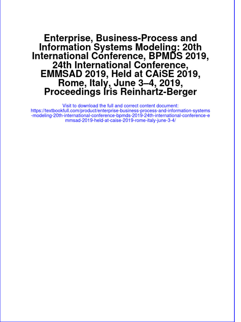 Download pdf Enterprise Business Process And Information Systems Modeling 20Th International ...