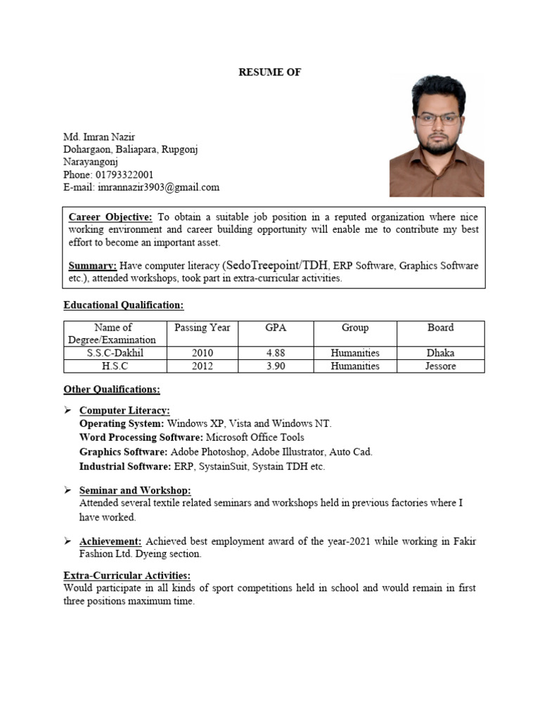 Imran CV-UP | PDF | Computing Platforms | Computer Science