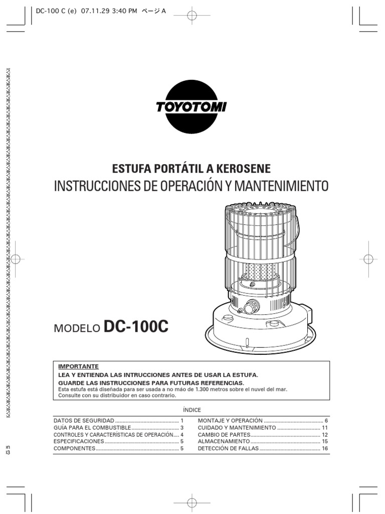 Toyotomi DC-100C | PDF | Horno | Estufa de cocina
