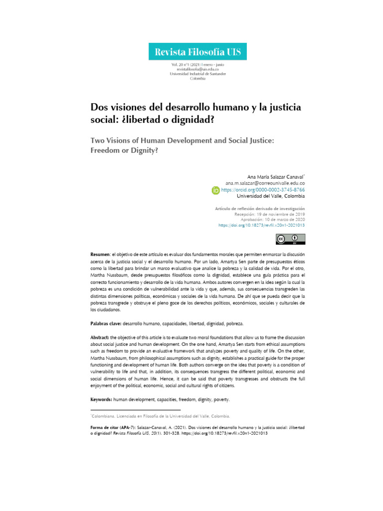 Dos+visiones+del+desarrollo+humano+y+la+justicia+social_+¿libertad+o+dignidad_ | PDF | Justicia ...
