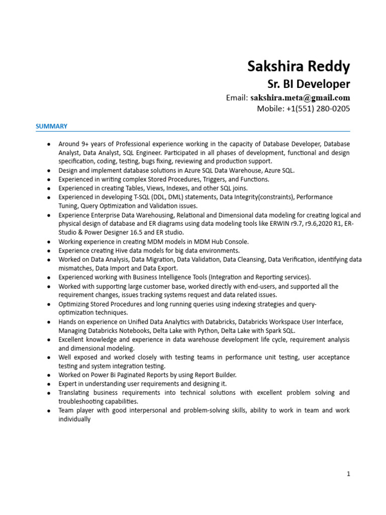 Sakshira BI | PDF | Microsoft Sql Server | Sql