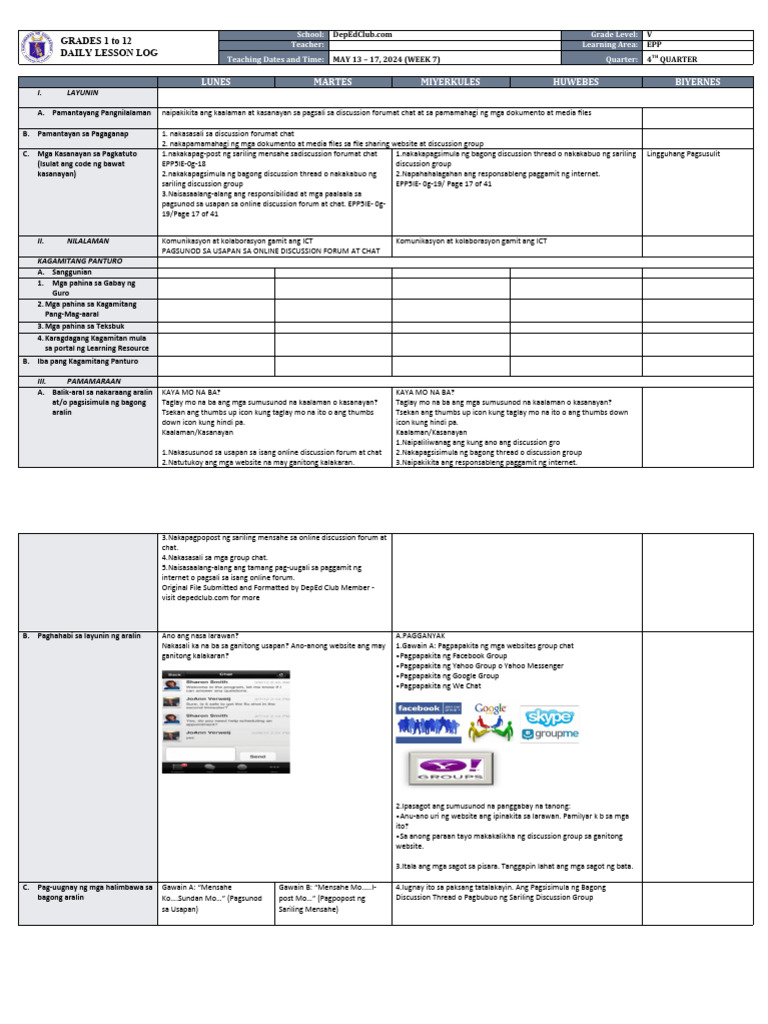 DLL - Epp 5 - Q4 - W7 | PDF