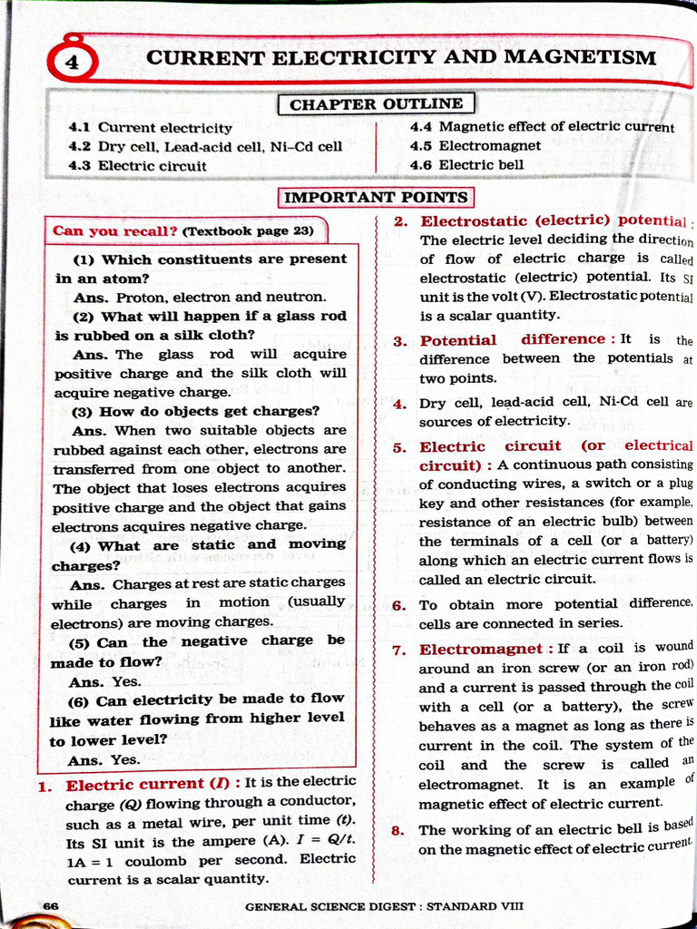 Chapter 4 Current and Electricity | PDF