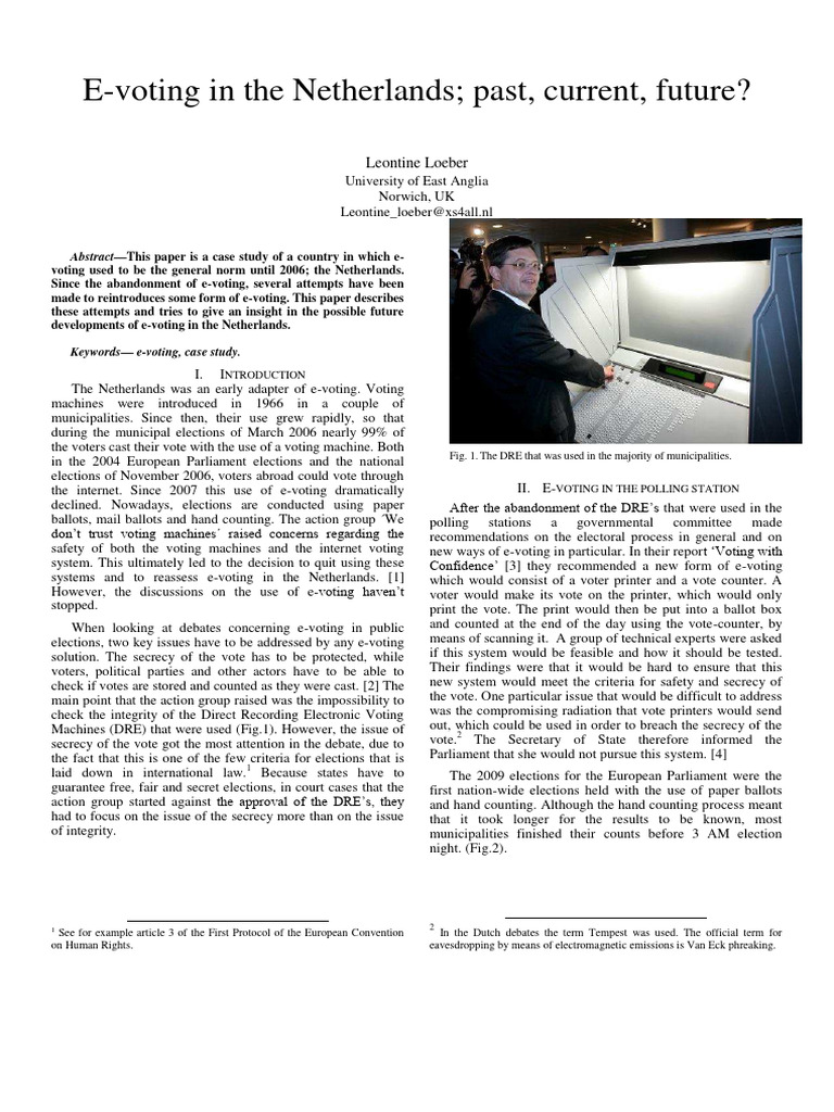 E Voting in The Netherlands Past Current | PDF | Electronic Voting | Voting