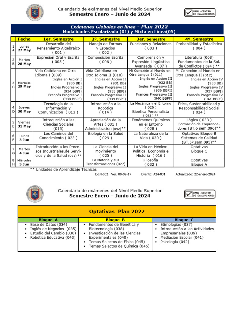 Calendario Globales NMS 2024 Mayo B | PDF | Science