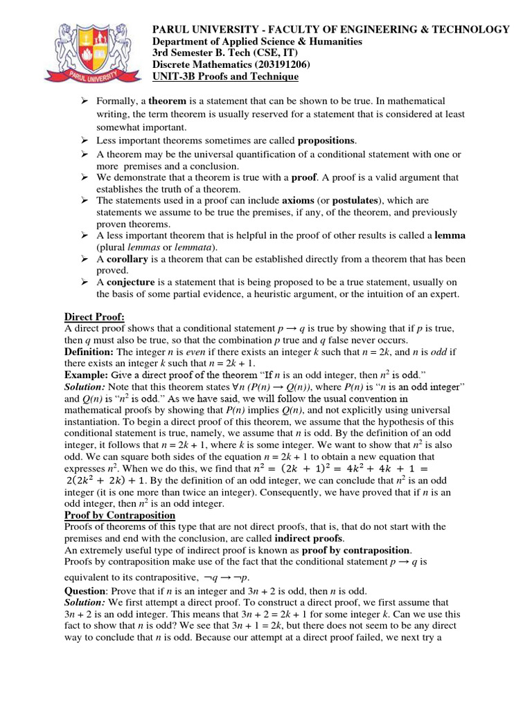 Unit 3B | PDF | Mathematical Proof | Theorem