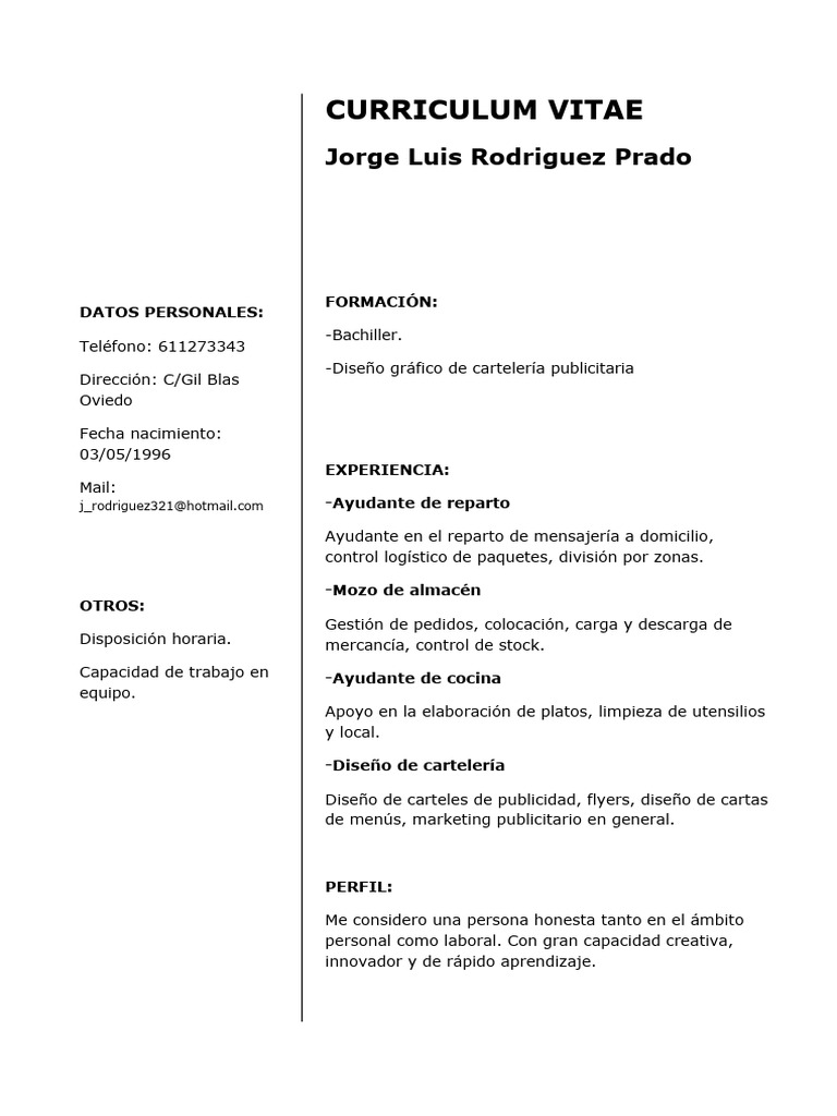 CV Jorge Luis Rodriguez | PDF
