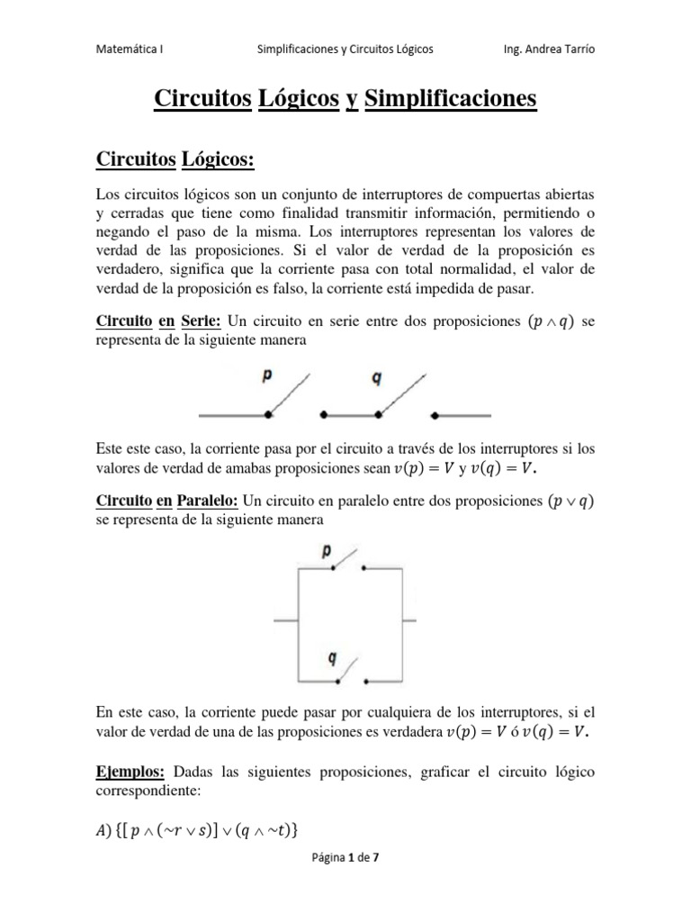 2 - Circuitos y Simplificaciones | PDF | Proposición | Sintaxis (Lógica)