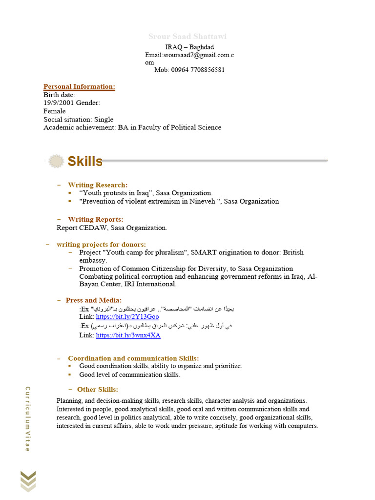 CV Zainab | Download Free PDF | Peacebuilding | Political Science