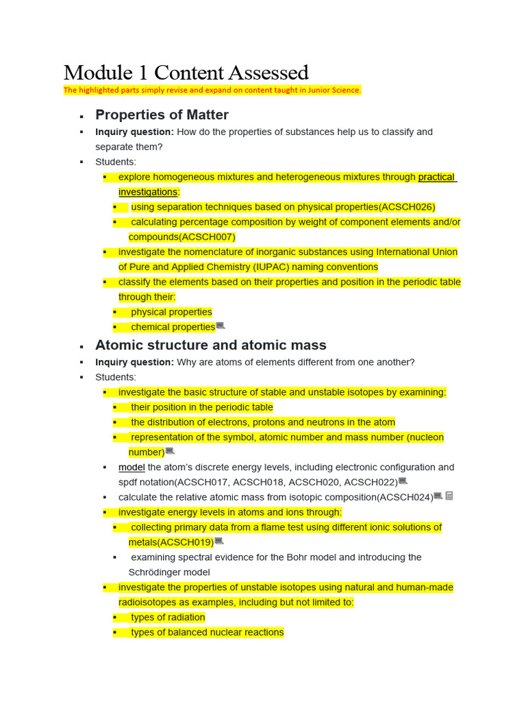 Module 1 Content Assessed | PDF | Chemical Bond | Atoms