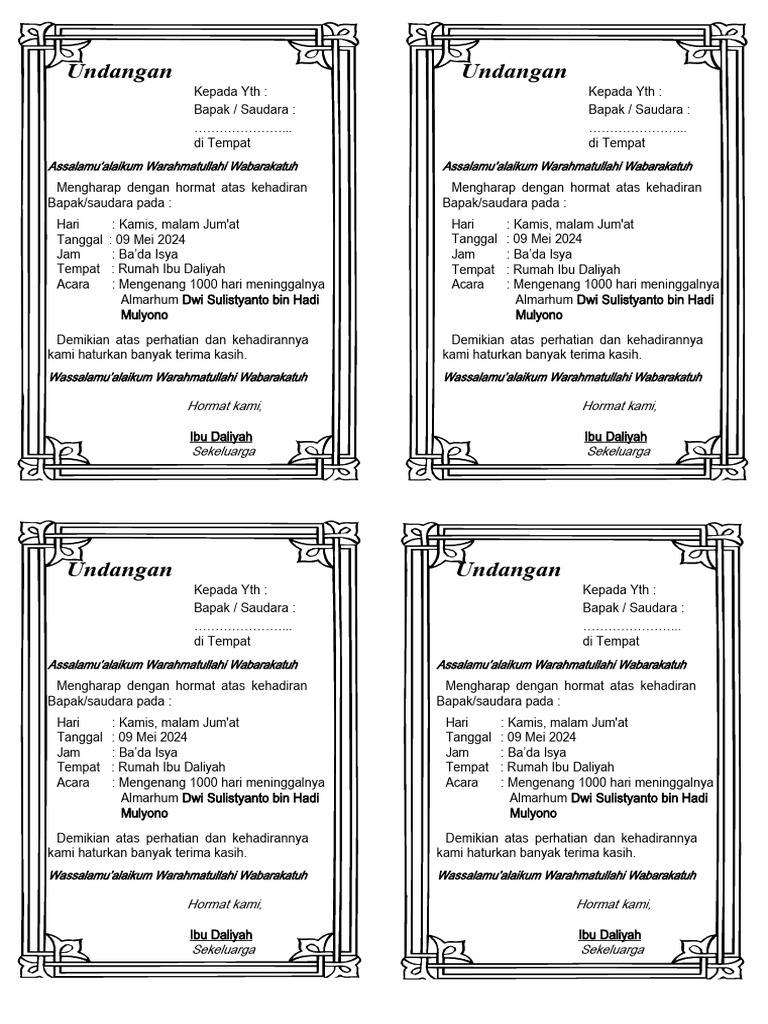 Undangan Tahlilan Baru 2 | PDF