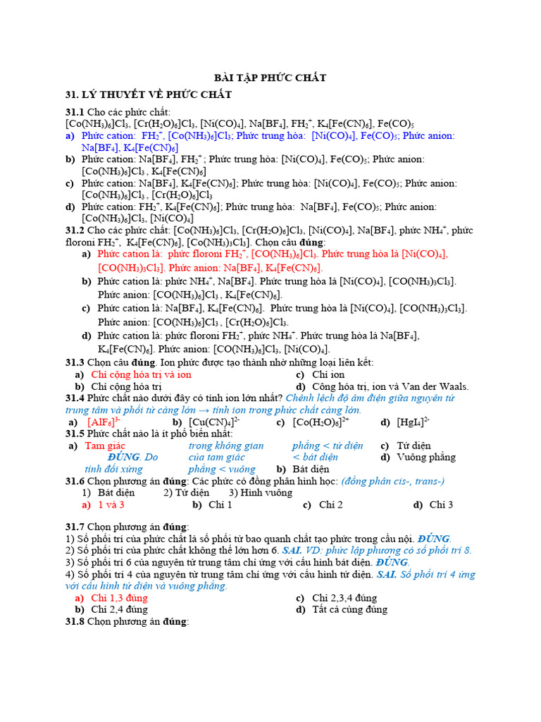 Chương 5. Hớng dẫn giải BTTN PHỨC CHẤT | PDF