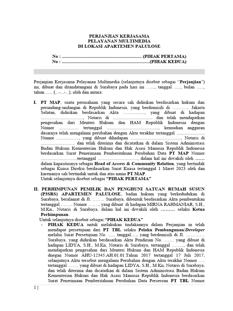 contoh kontrak kerjasama | PDF