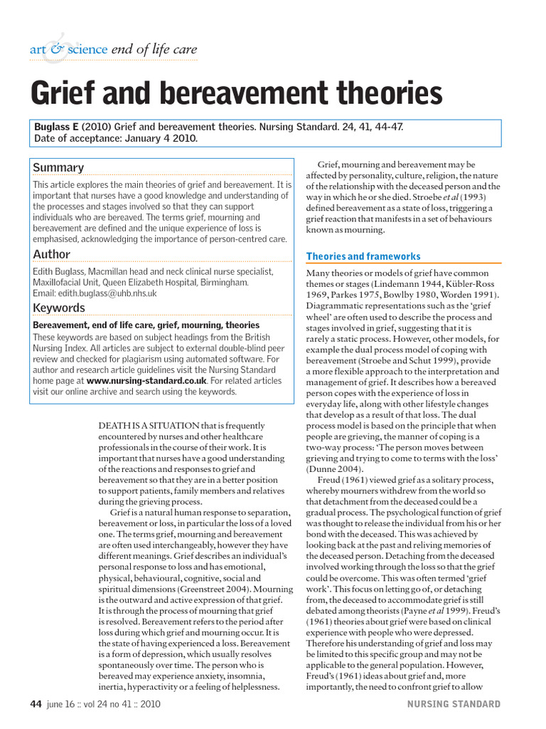 Understanding Grief and Bereavement Theories | PDF | Grief | Attachment ...