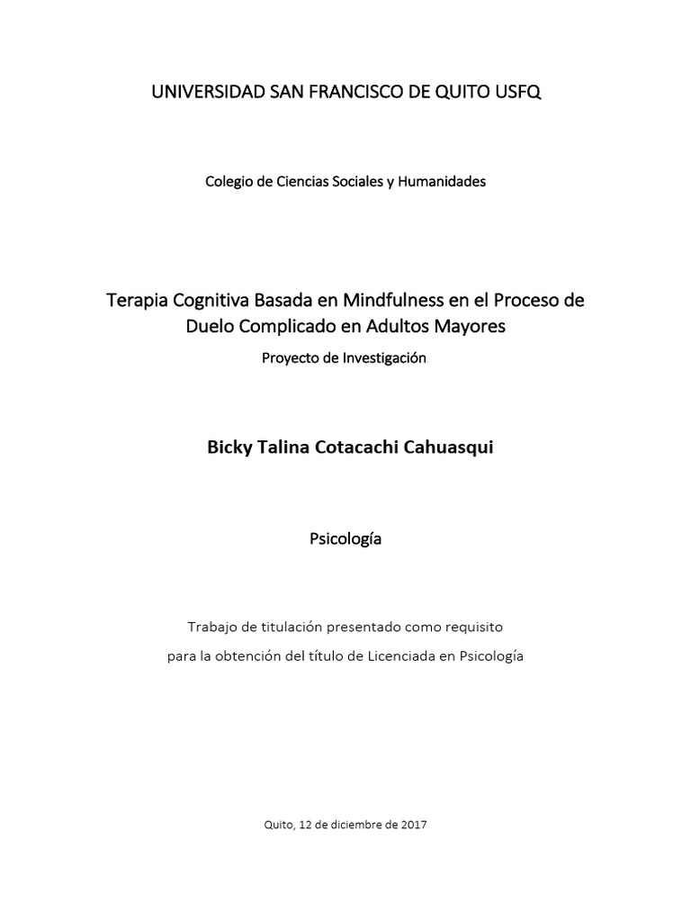 Cotacachi (2017) Terapia Cognitiva Basada en Mindfulness en El Proceso de Duelo Complicado en ...