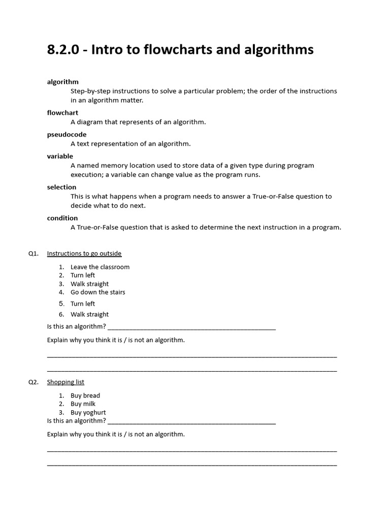 820 Intro To Flowcharts And Algorithms Pdf Algorithms Computer Science