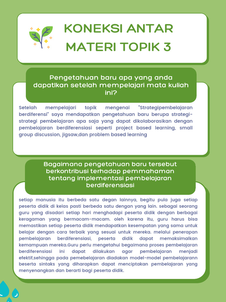 Koneksi Antar Materi Topik 3 Pembelajaran Berdiferensiasi | PDF | Karier & Perkembangan