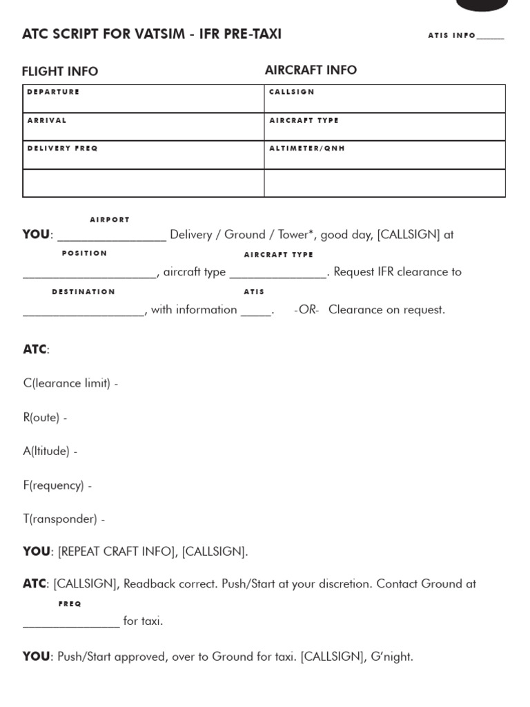 IFR VATSIM SCRIPT | PDF | Air Traffic Control | Transponder (Aeronautics)