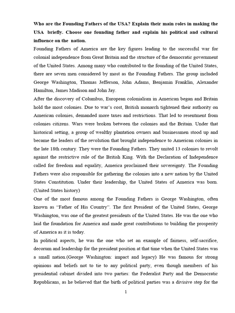 Founding Fathers & George Washington | PDF | Founding Fathers Of The ...
