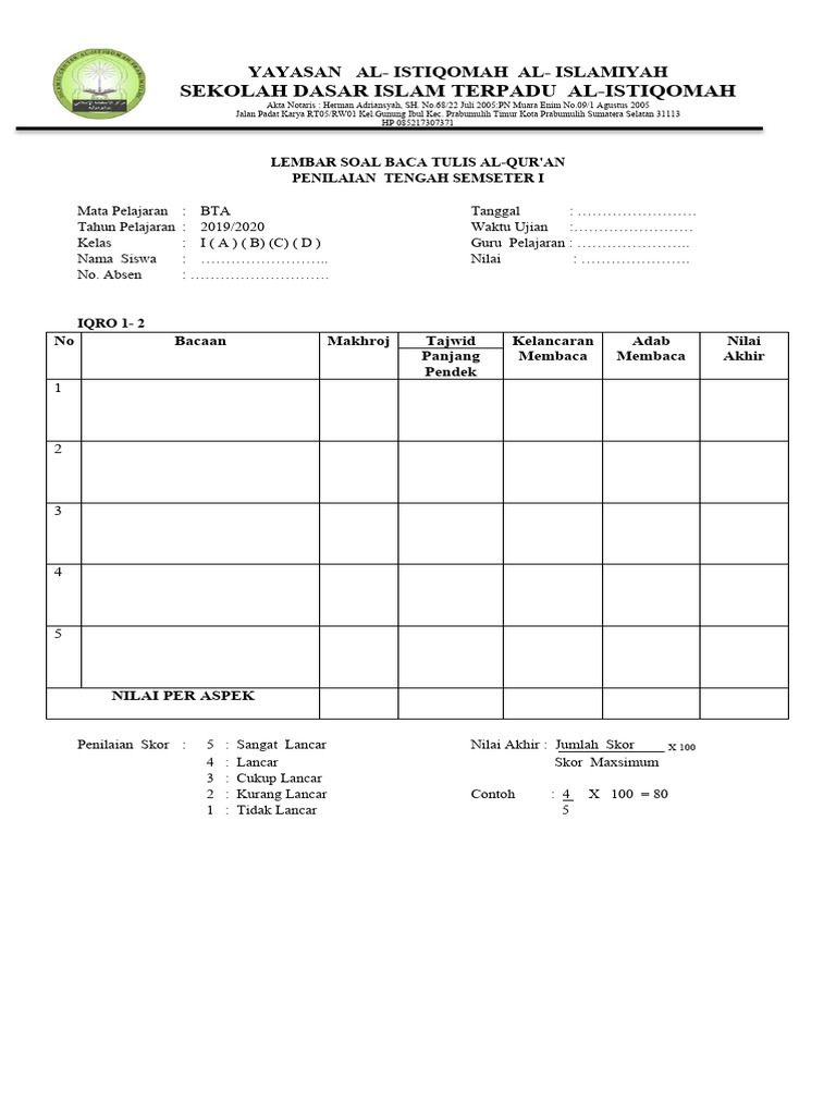 Format Soal Bta | PDF