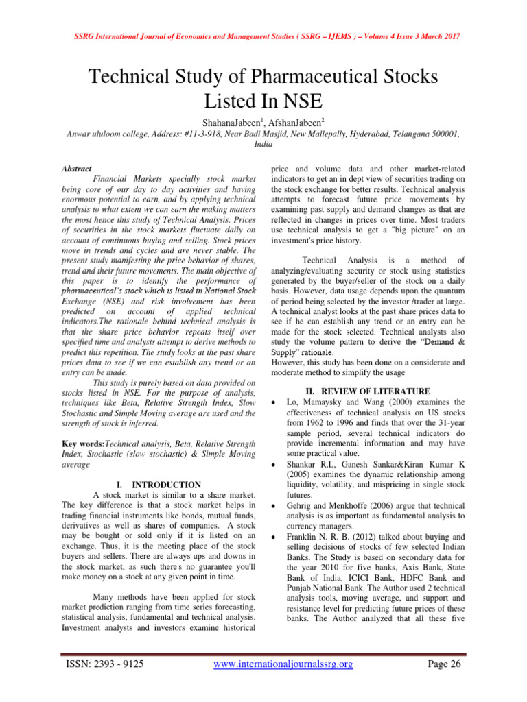Technical Study of Pharmaceutical Stocks | PDF | Technical Analysis ...