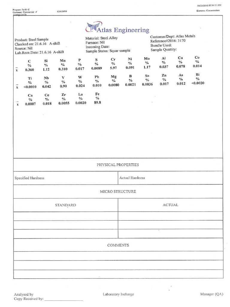 H 13, Material Composition | PDF