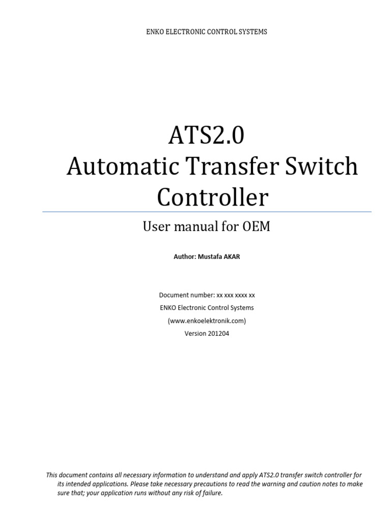 ATS2.0 User Manual For OEM | PDF | Power Supply | Electrical Equipment