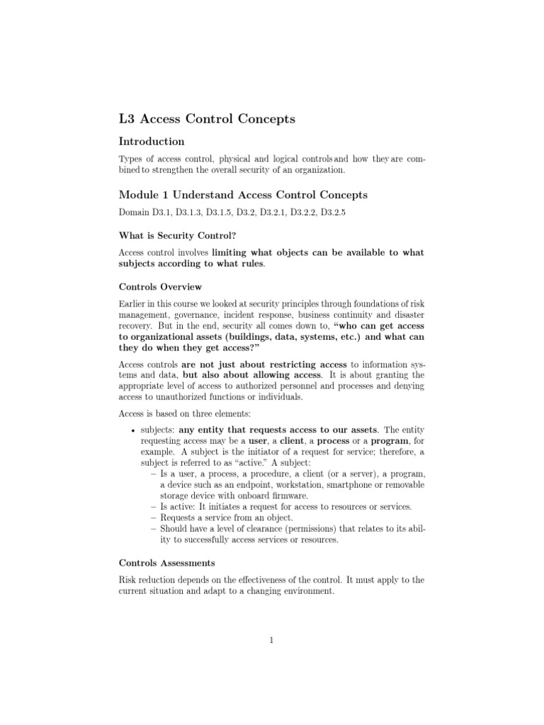 Access Control Concepts Pdf Access Control Computer Access Control