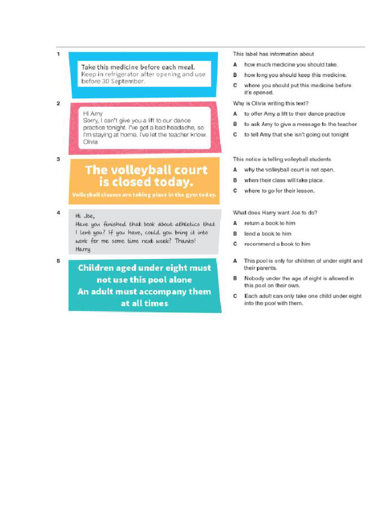 Reading PART 1 Practice Too | PDF