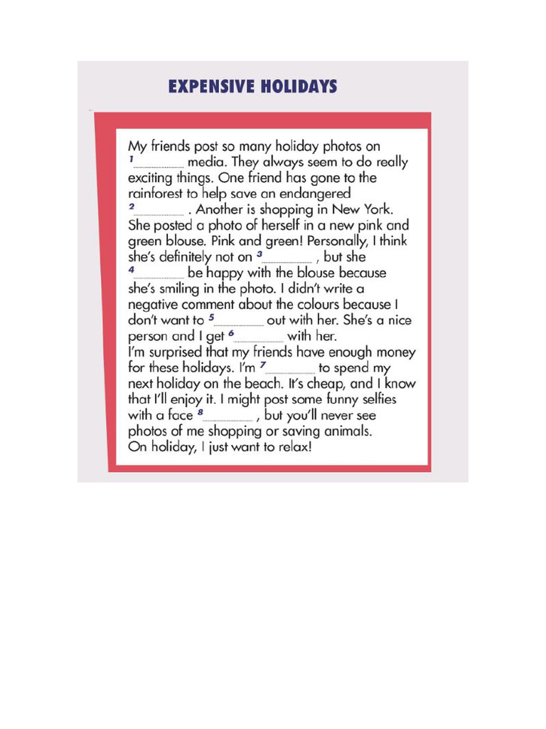 Reading PART 6 - Expensive Holidays | PDF