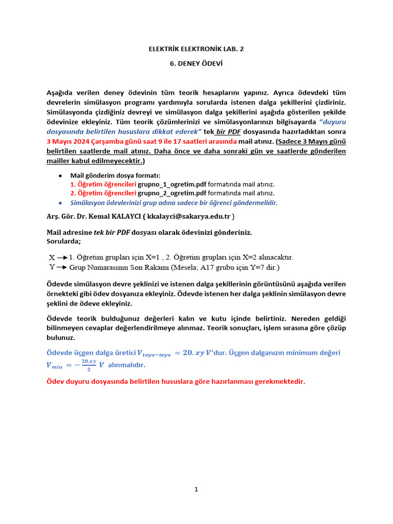 Elektronik Lab. 3. DENEY Ödevi 2024 | PDF