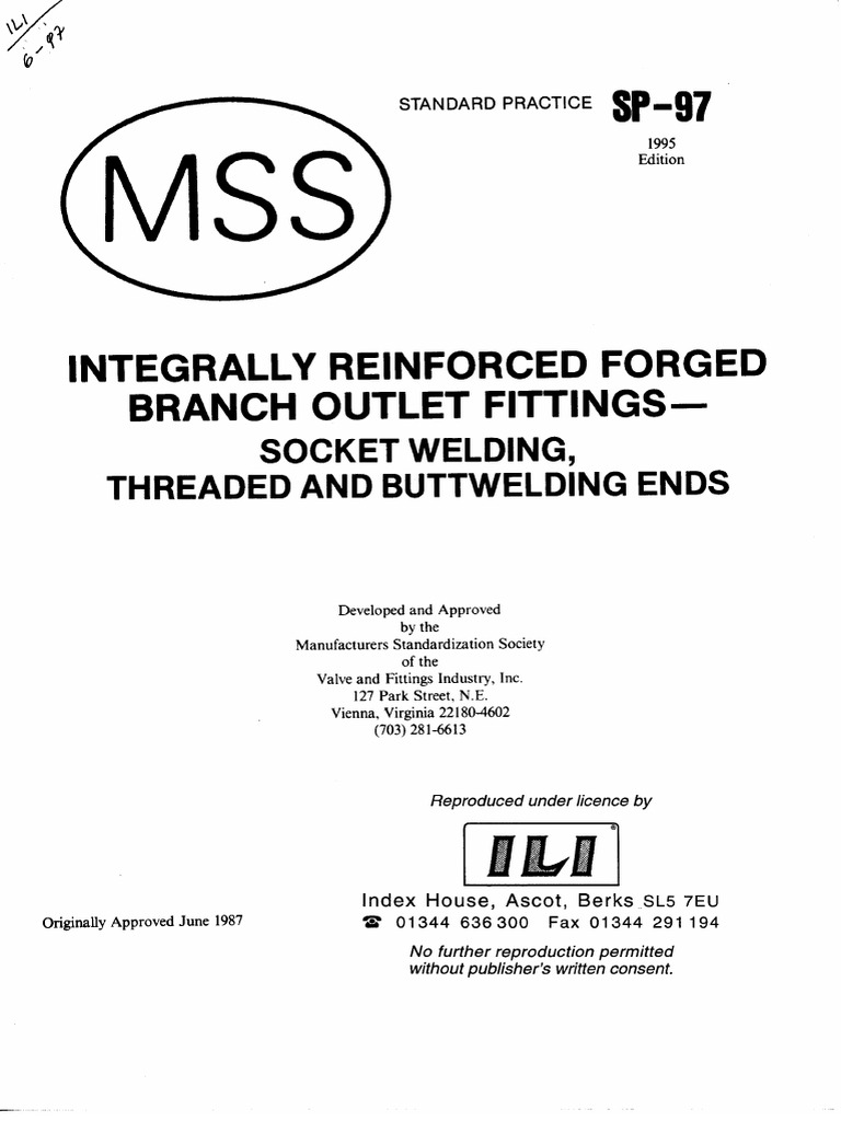 MSS-SP 97 Integrally Reinforced Forged Branch | PDF