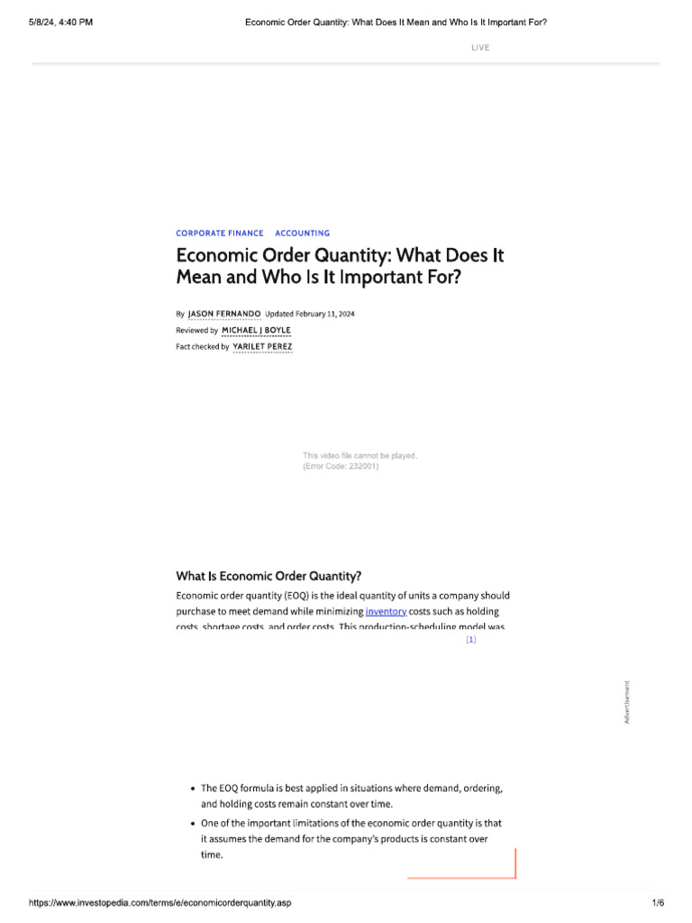 EOQ | PDF