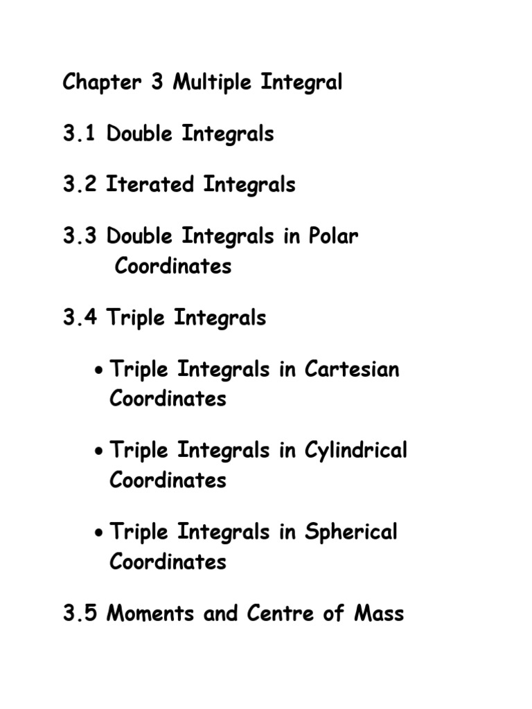 Chapter3 MultipleIntegral Part1 | PDF | Integral | Coordinate System