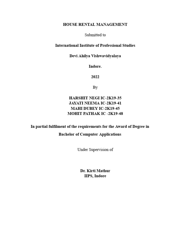 House Rental System Report by Mahi | PDF | Conceptual Model | Computing