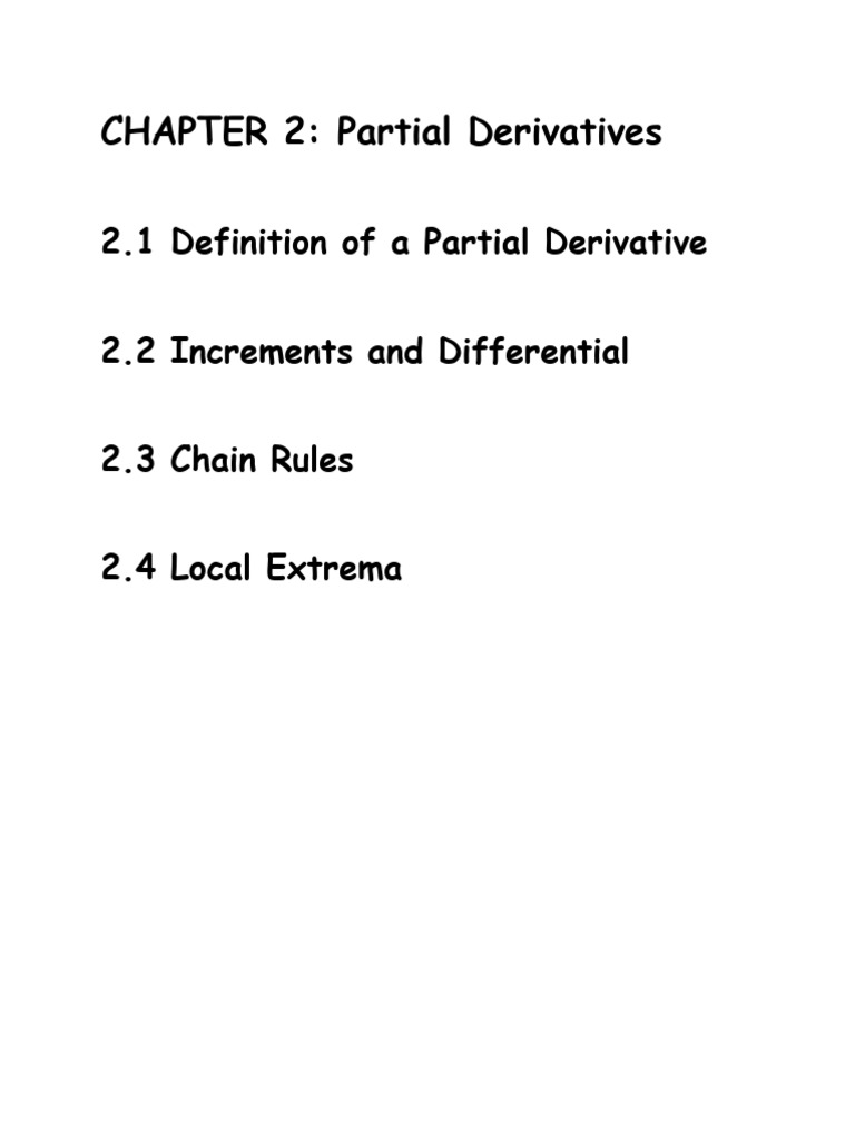 Chapter2 PartialDerivatives-v1 | PDF | Derivative | Calculus