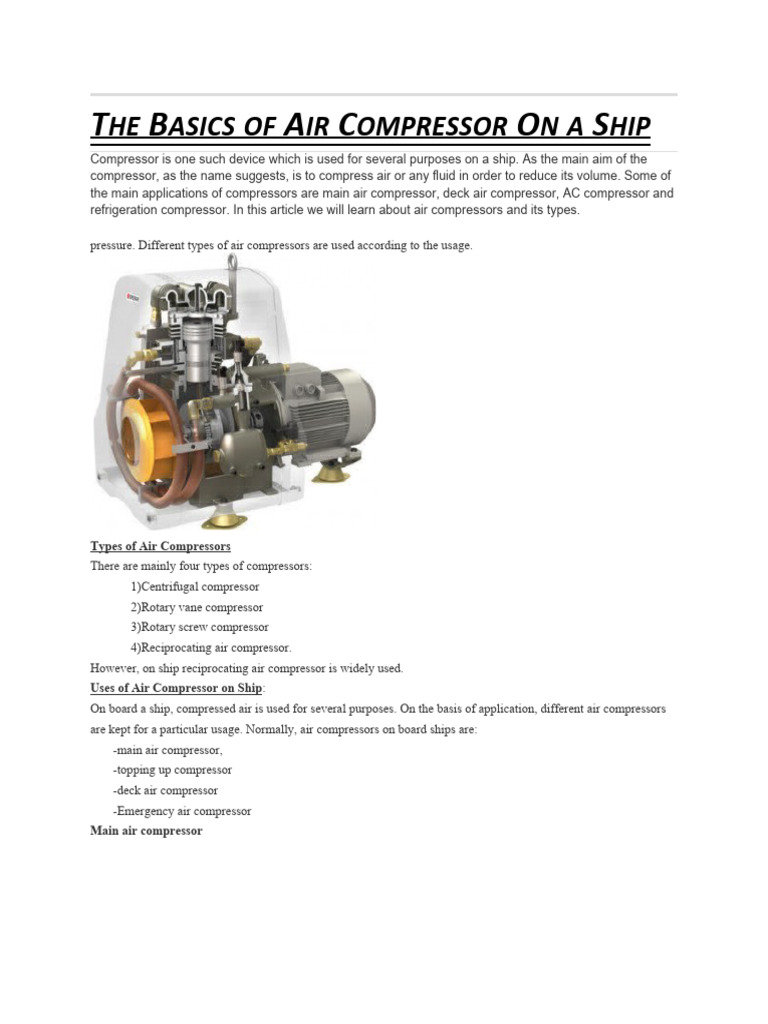 The Basics of Air Compressor On A Ship | PDF | Turbomachinery | Equipment