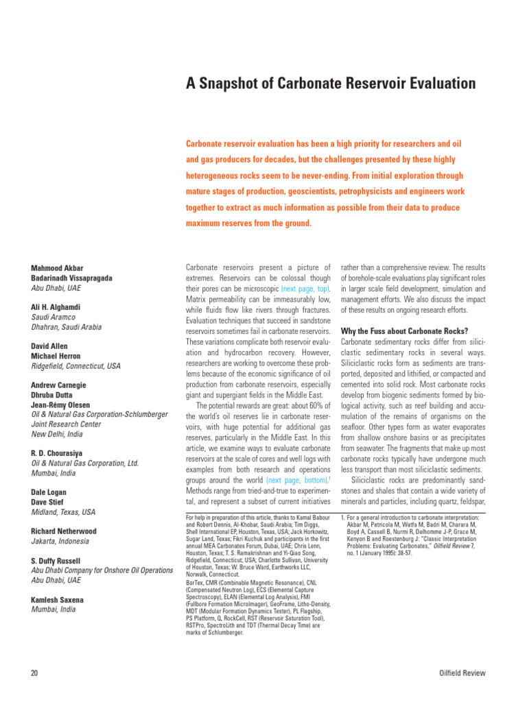 Carbonate Reservoir | PDF | Clastic Rock | Petroleum Reservoir