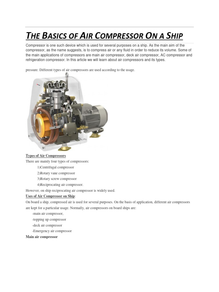 The Basics of Air Compressor On A Ship | PDF | Gases | Energy Technology