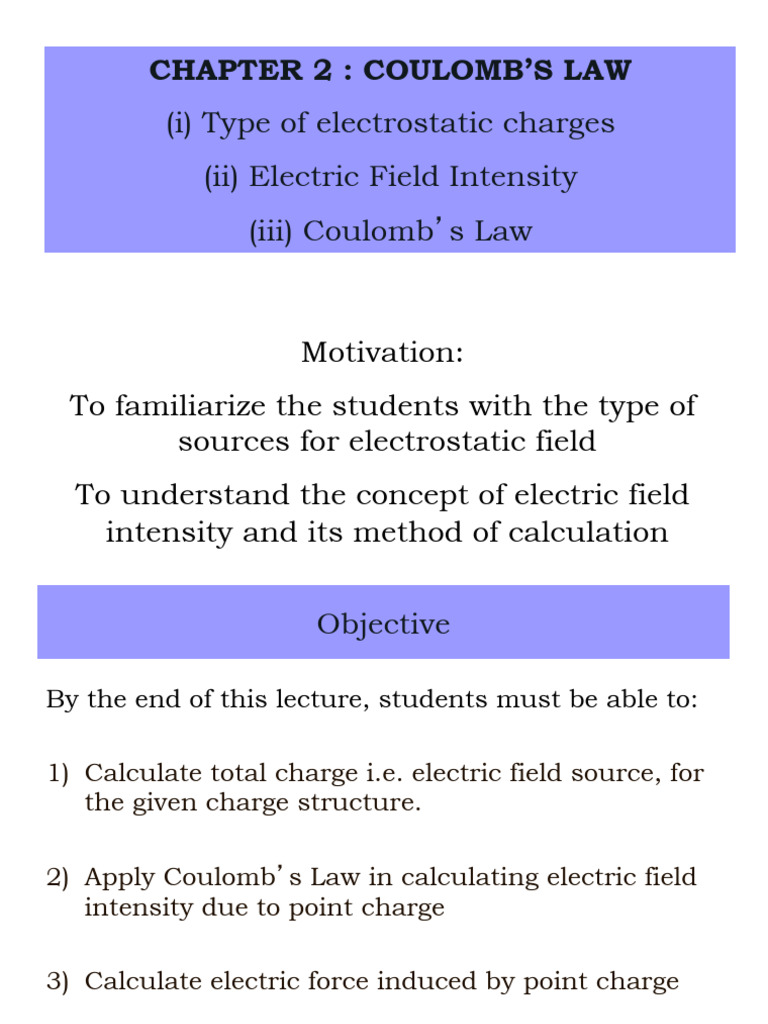 3a Chapter 2 - Coulombs Law | PDF | Electrostatics | Electric Field