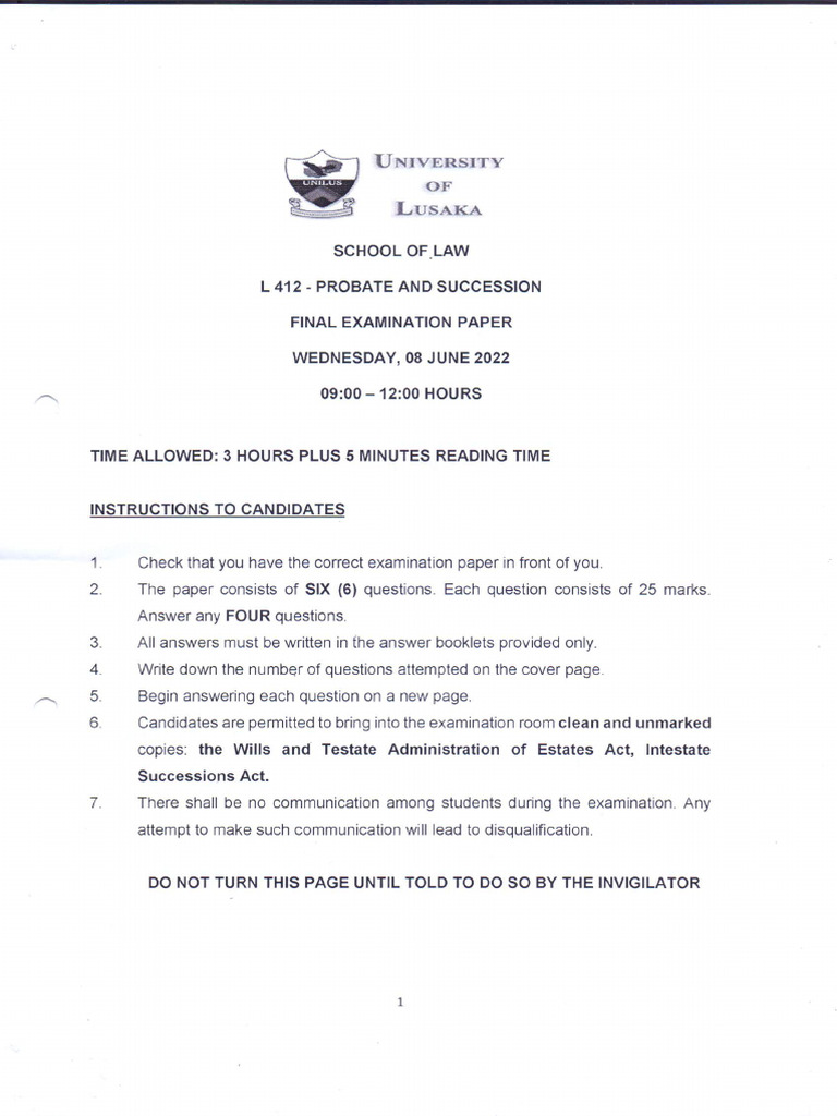 Probate and Succession Law Final June 2022 | PDF