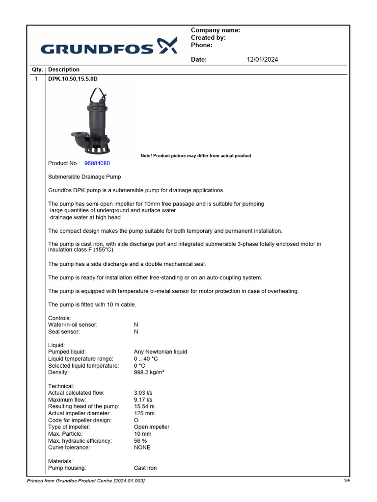 Pompa Submersible - Grundfos | PDF | Pump | Liquids