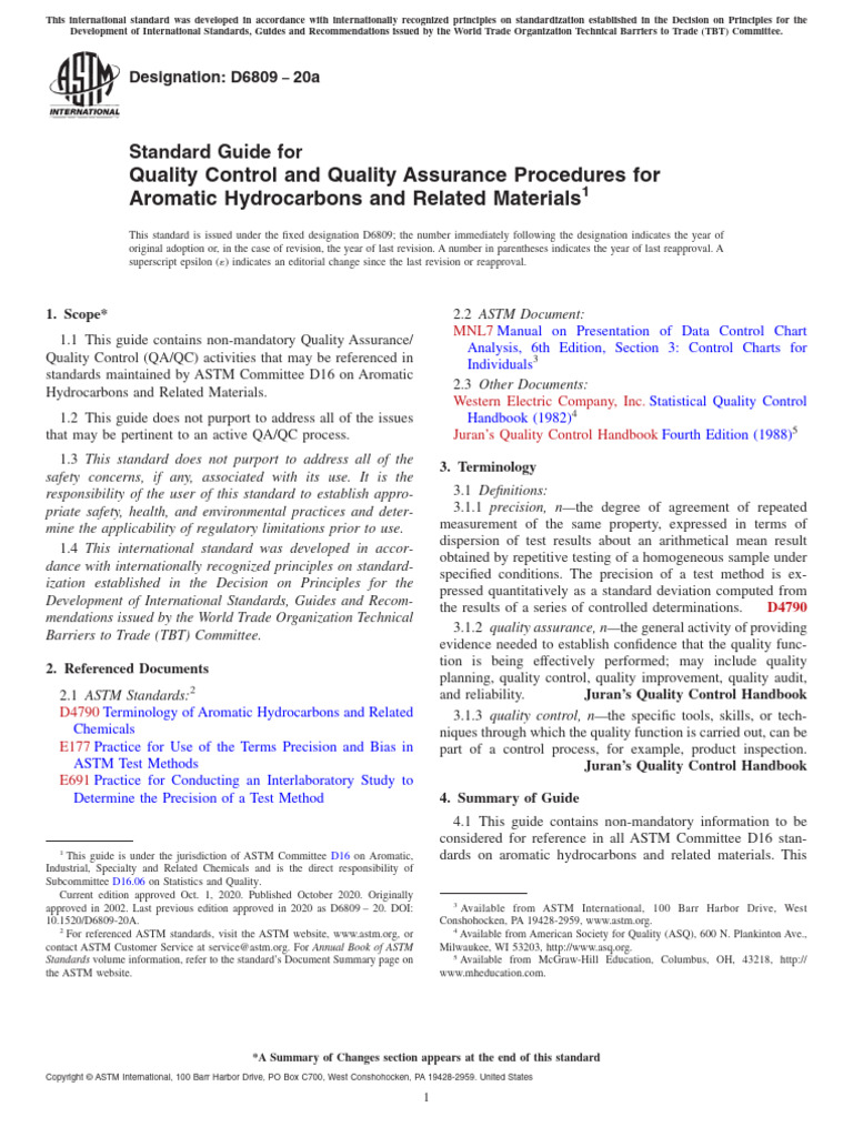 ASTM D6809-20a | PDF | Quality Assurance | Statistics