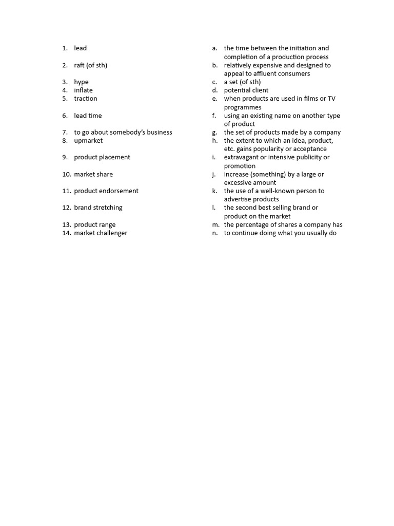 Vocab Intermediate 1 - Market Leader | PDF