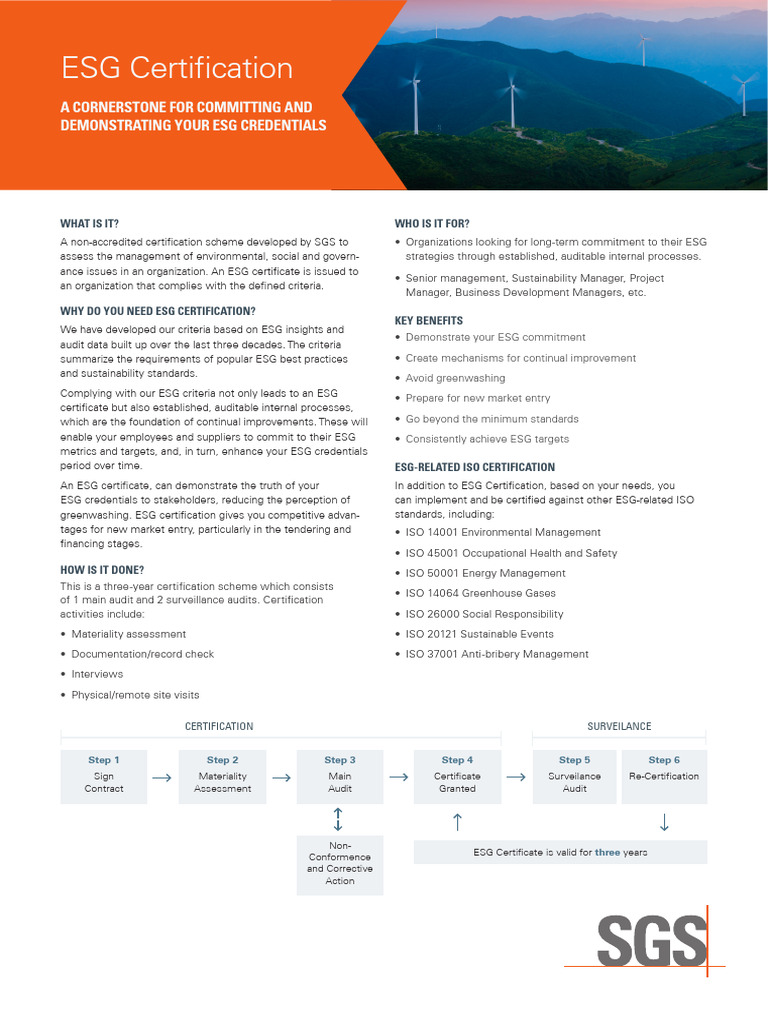 ESG Certification Product Sheet | Download Free PDF | Audit | Certification
