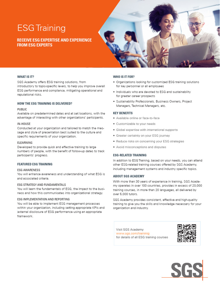 ESG Training Solutions by SGS Academy | PDF | Sustainability | Expert