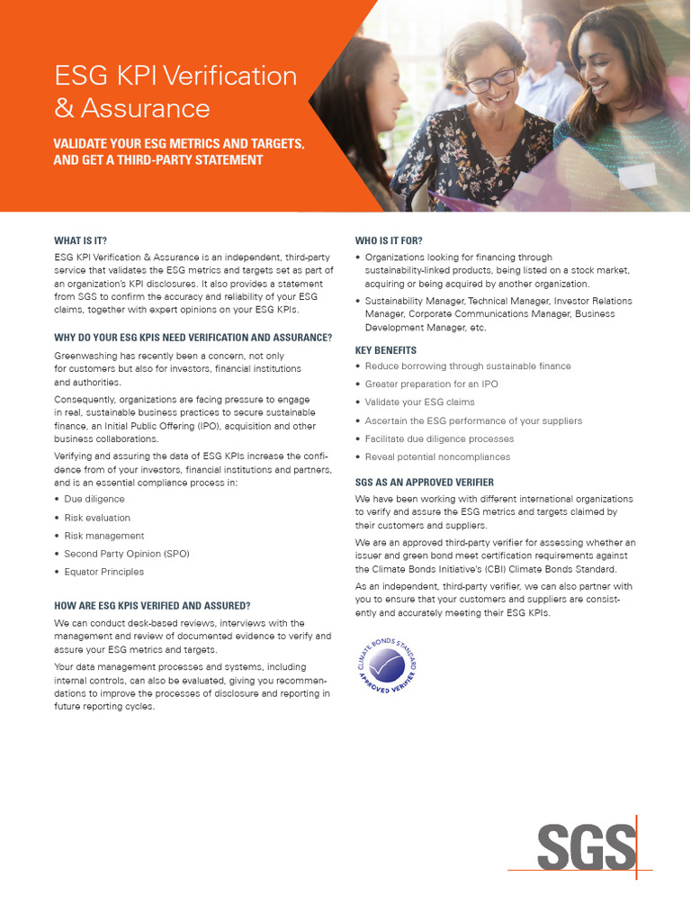 ESG KPI Verification & Assurance Product Sheet | PDF | Performance Indicator | Business